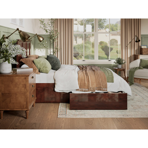 Lark Manor Amear Solid Wood Storage Platform Bed With Under Bed Drawers